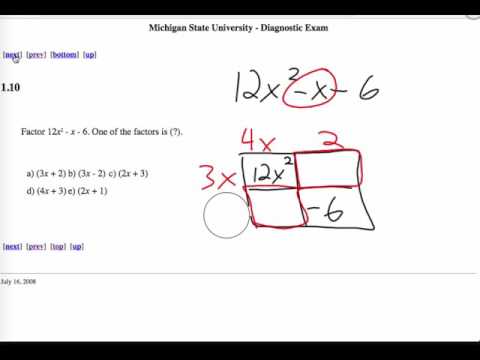 Michigan State University Mathematics Diagnostic Review 1.10