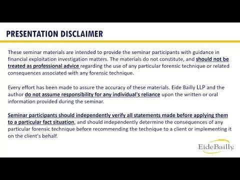 APS TARC Webinar: Forensic Accounting: Tools for Financial Exploitation Investigations (Part 1)
