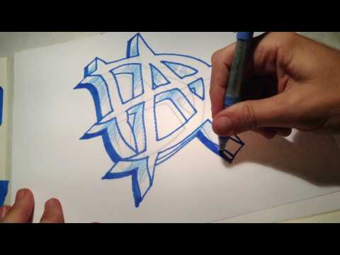 How to draw WWE Dean Ambrose DA Logo in 3D Legible Graffiti