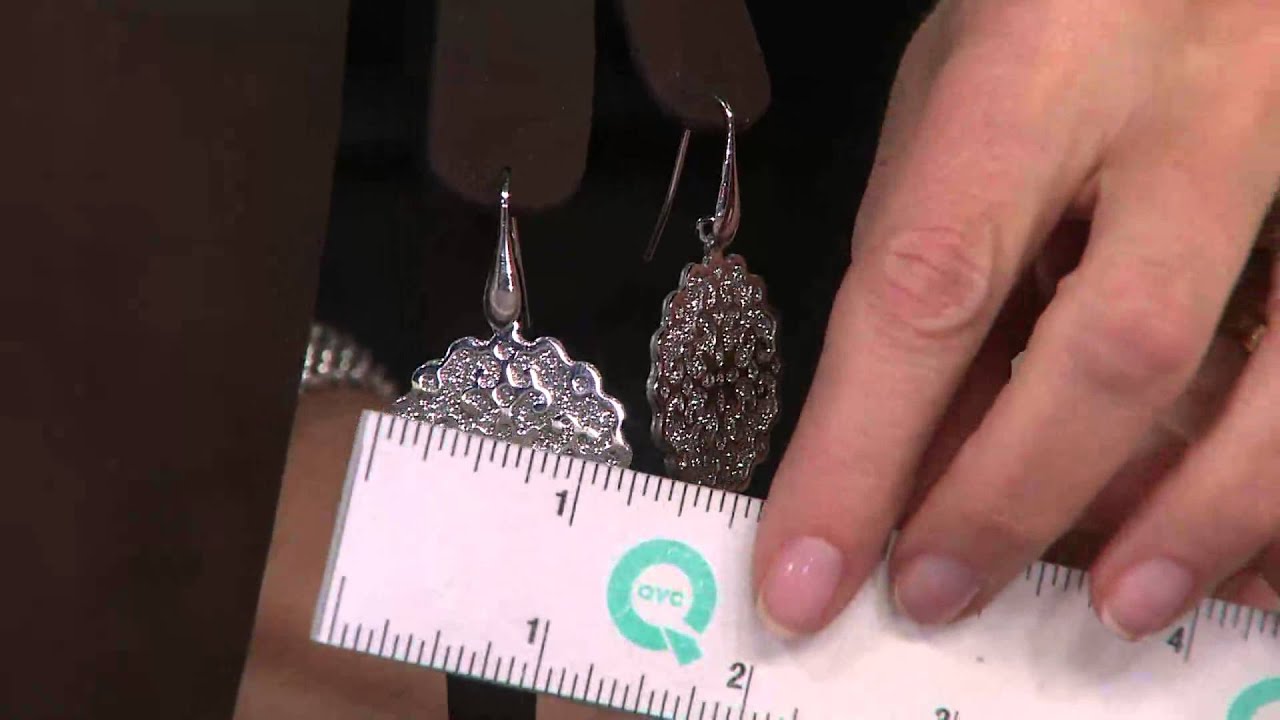 VicenzaSilver Sterling Pave' Glitter Scroll Overlay Pendant with 18