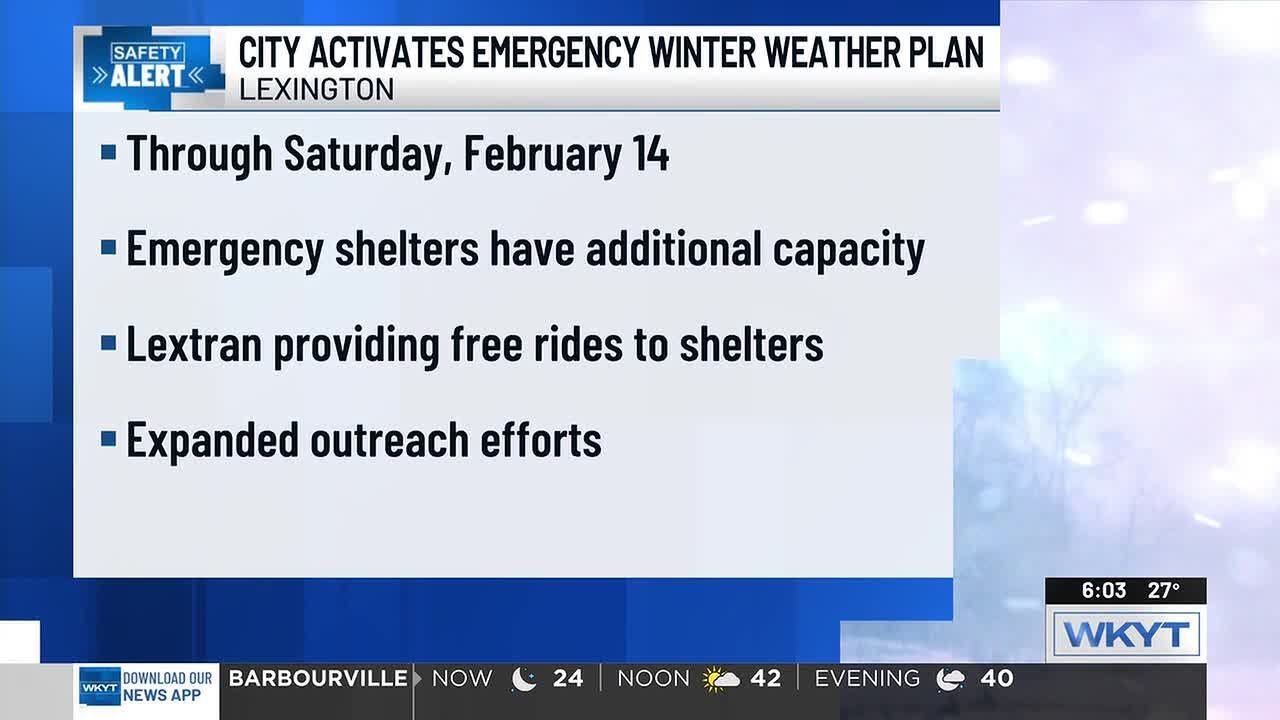Lexington Emergency Winter Weather Plan activated through Feb. 14