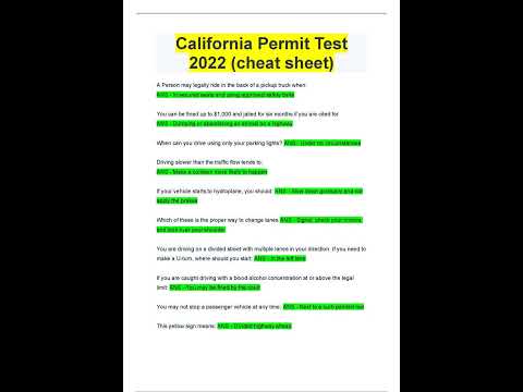 DMV Test for California Permit CA DMV California 2022!