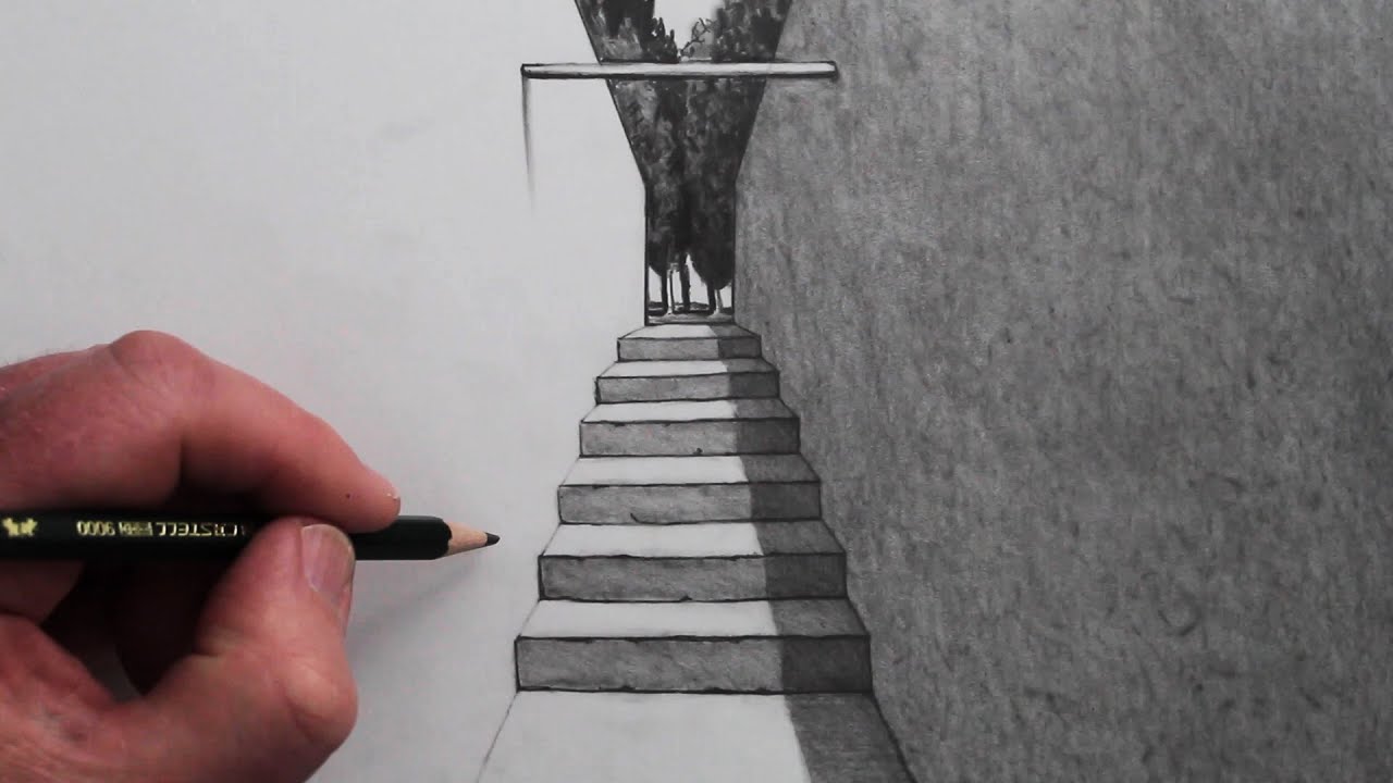 How to Draw Steps in 1-Point Perspective Easy: Narrated