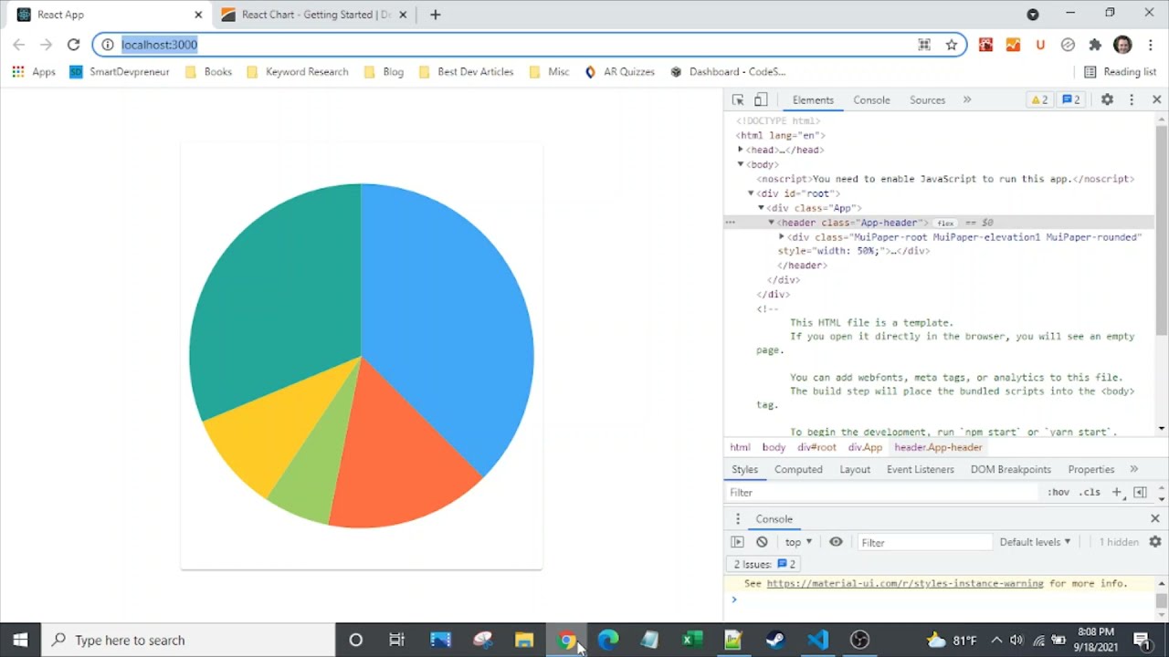 Create a Material-UI Pie Chart with DevExtreme Reactive