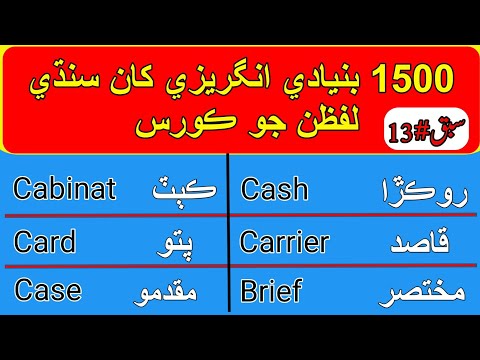 LESSON.#13 | 1500 Basic English Vocabulary Course in Sindhi Meaning#englishtoSindhiwords #Vocabulary