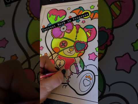 Coloring a page from Pastel Goth adult coloring book