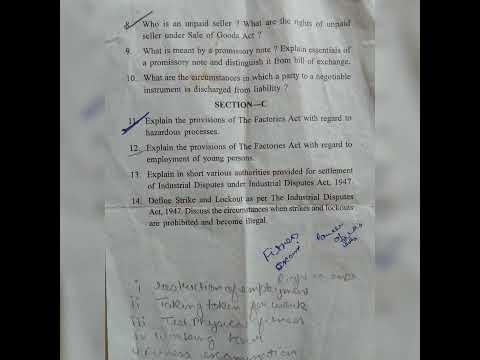 Business Law, B.Com 1st Year, 2nd Semester,PU, Question Paper 2022, PDF ALSO AVAILABLE.