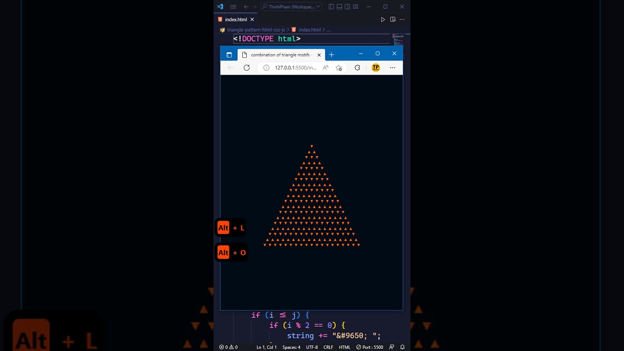 Triangle Pattern | HTML CSS JS | THINHPHAM #shorts