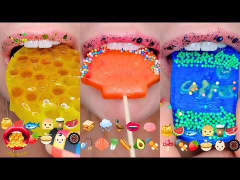 CRUNCHY COLOURFUL KOHAKUTOU Satisfying ASMR Eating Compilation Mukbang 먹방