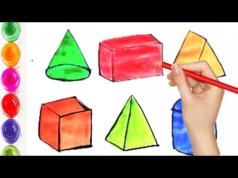 Lets Draw and Learn 3D Shapes | Easy Drawing Colouring Painting for kids | Preschool Activities