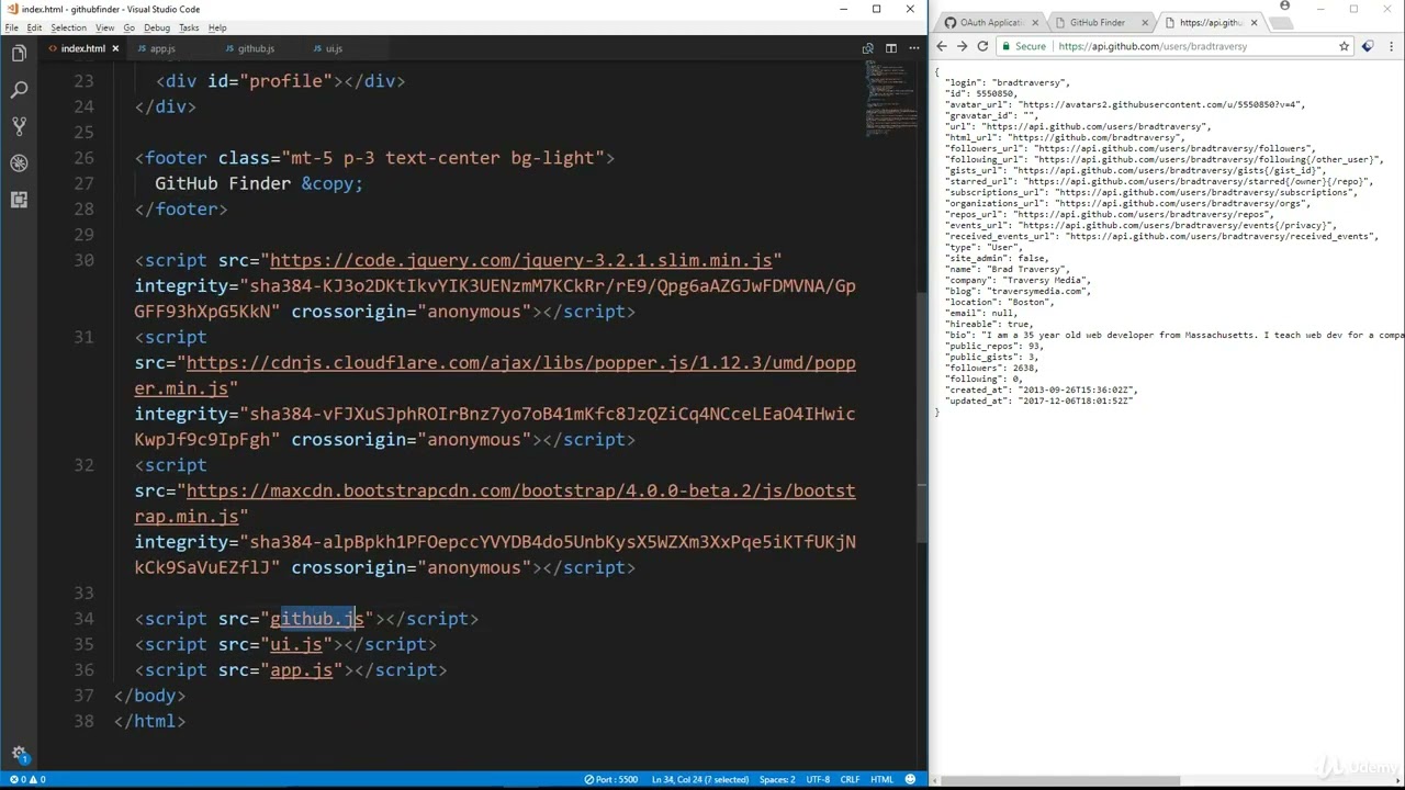 JavaScript API Projects - Github Finder Part 2 - Fetching Profile Data
