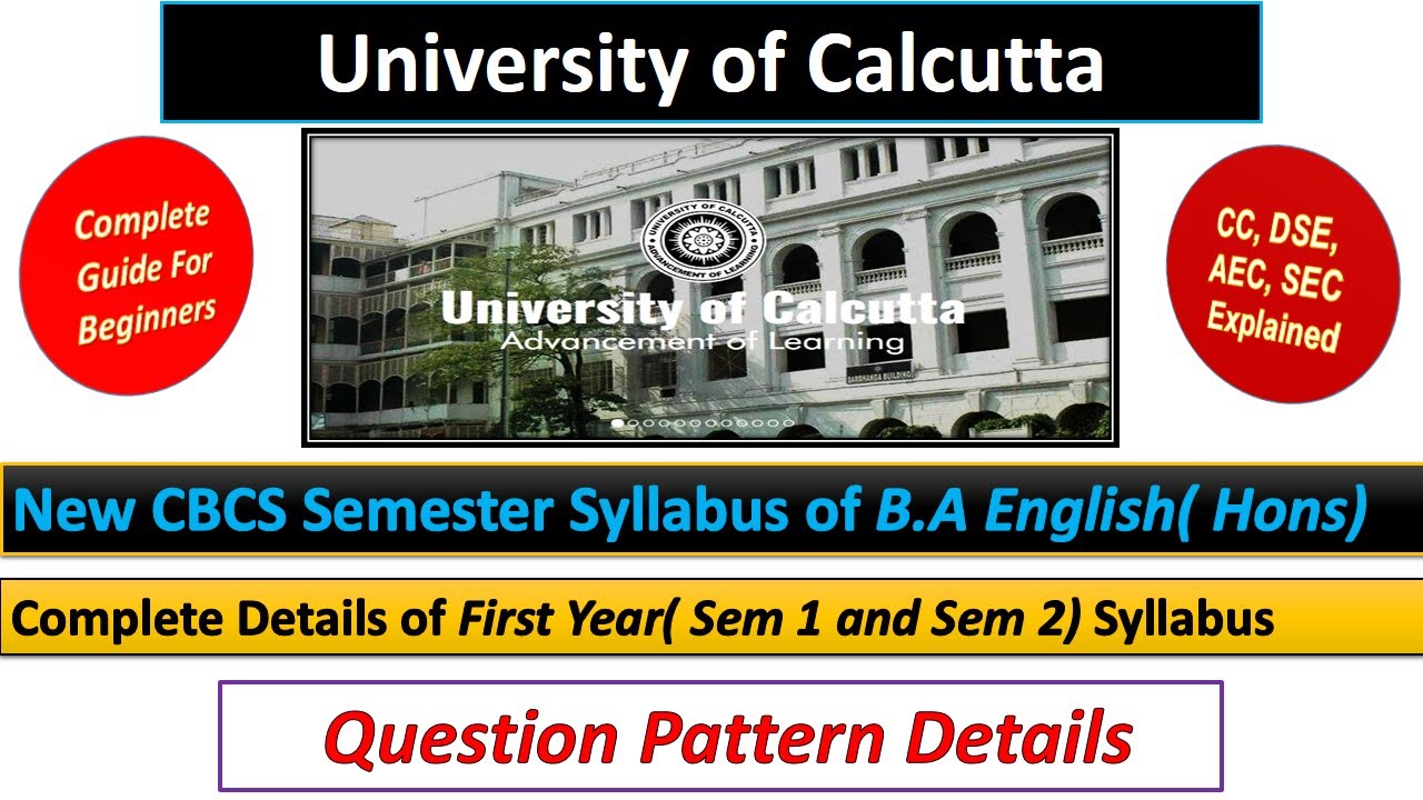 Calcutta University English Honours Syllabus CBCS |First & Second Semester English Syllabus|