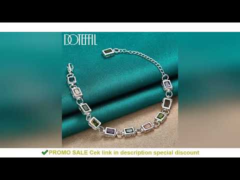 DOTEFFIL 925 Sterling Silver Square inlaid With Multi-color AAA Zircon Bracelet Chain For Woman Enga
