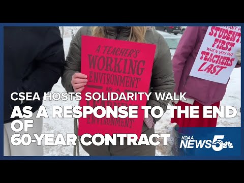 Members of the CSEA gathered outside of schools across D11 for a solidarity walk
