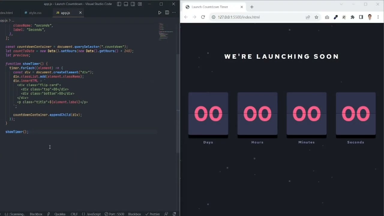 Launch Countdown Timer using HTML, CSS & JavaScript | Frontend Mentor Challenge