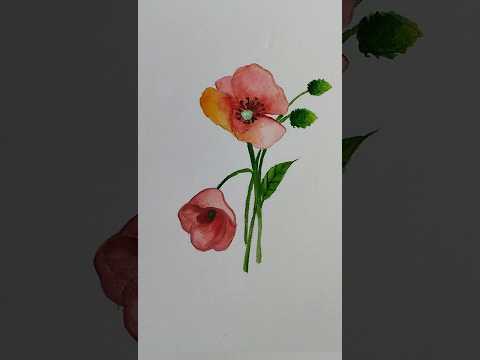 Easy poppies flower painting | Acrylic painting Techniques |#shorts Art Gallery.