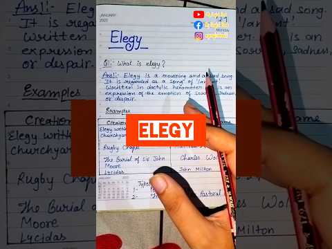 ELEGY | What is ELEGY | Types of Elegy | #elegy #englishliterature #shorts