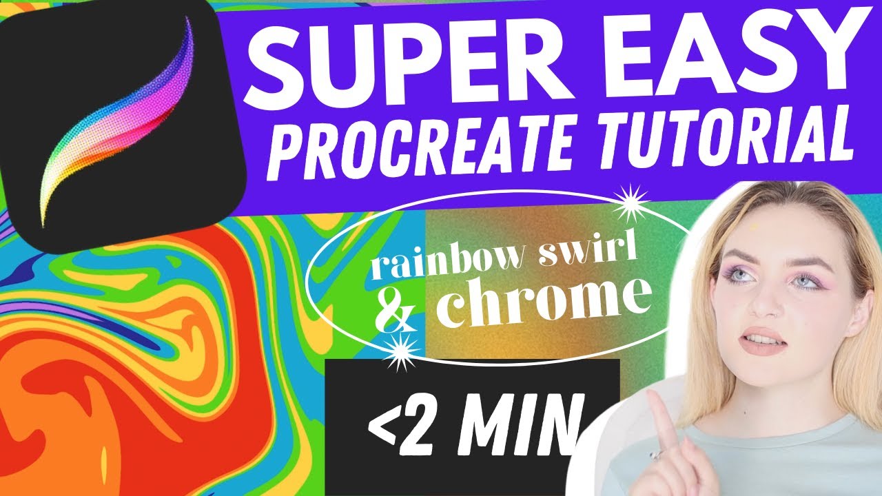 SUPER EASY PROCREATE Tutorial for Beginners - Rainbow Swirls & Chrome Effect