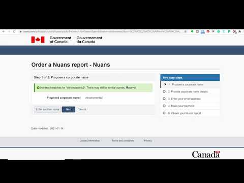How to get NUANS report to register business in Canada