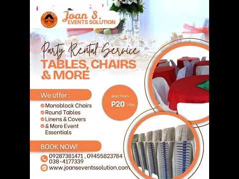 For your table, chairs, seat cover , table cloth & more party needs contact @JoanSeventsSolution