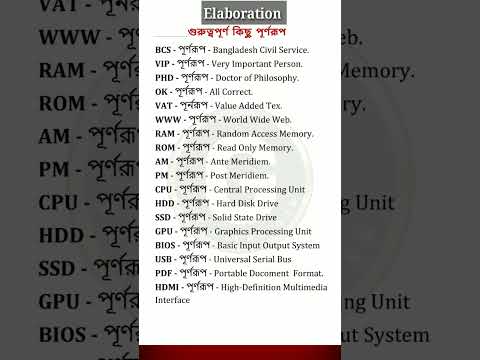 Most important Full form | daily use full form #english #shorts #viralvideo #fullform #important