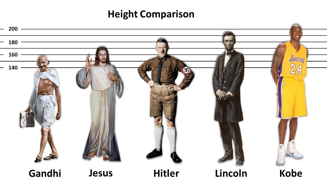 Historical Figures Height Comparison - Shortest To Tallest