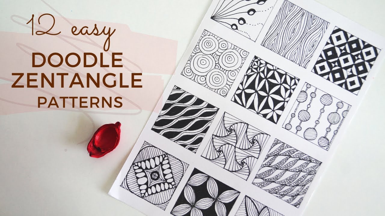 12 different easy doodle patterns for beginners || Zentangle || simple doodle art for beginners
