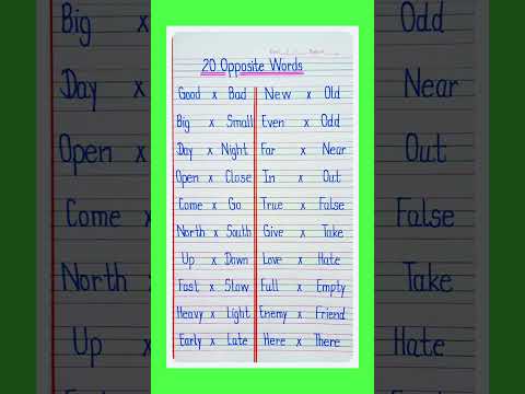 20 Opposite Words in English | Opposite Word | Antonyms Words | Opposite Words