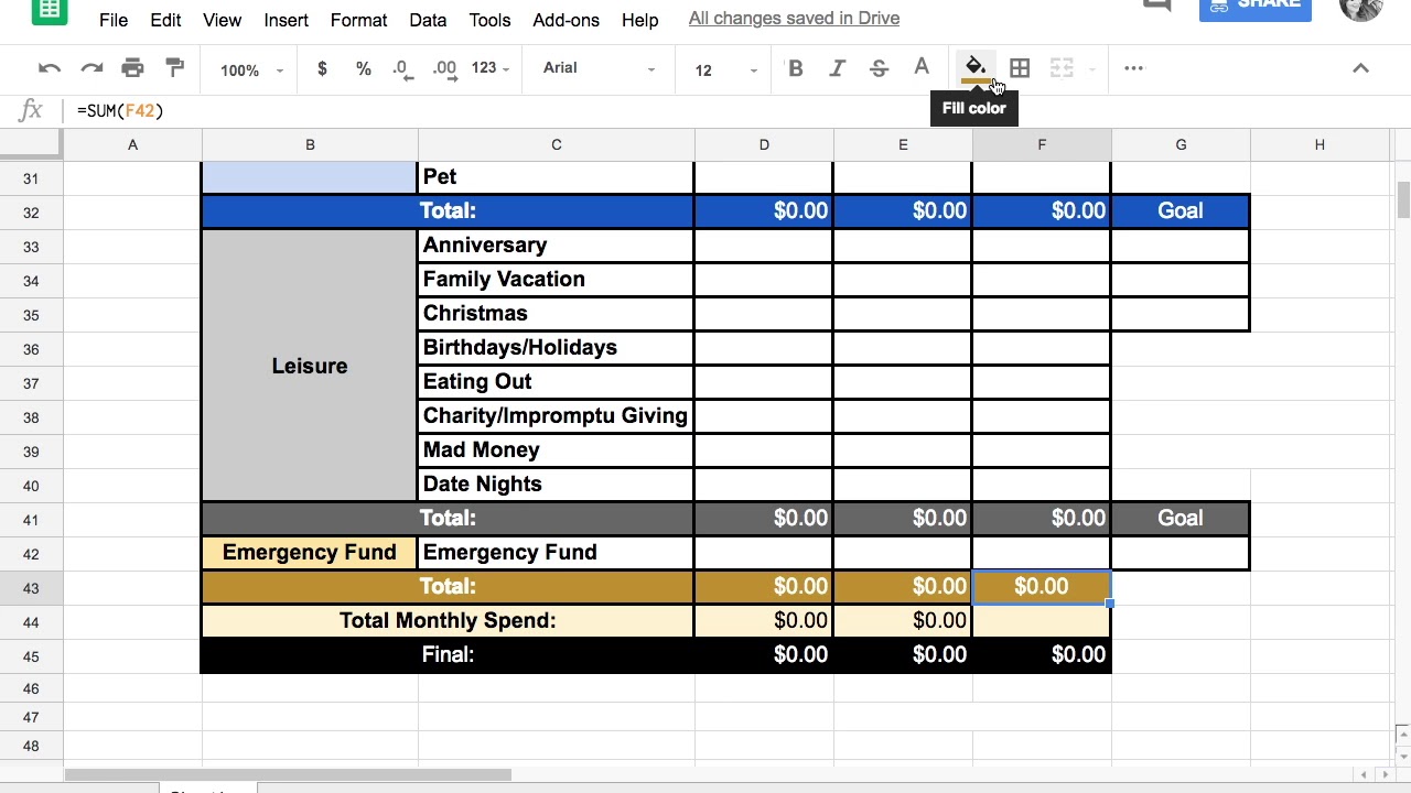 Free Zero Based Budget Template - Google Sheets