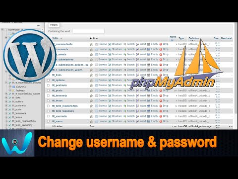 Change WordPress username & password in phpMyAdmin. Reset Find Lost Login credentials | WWEngineer