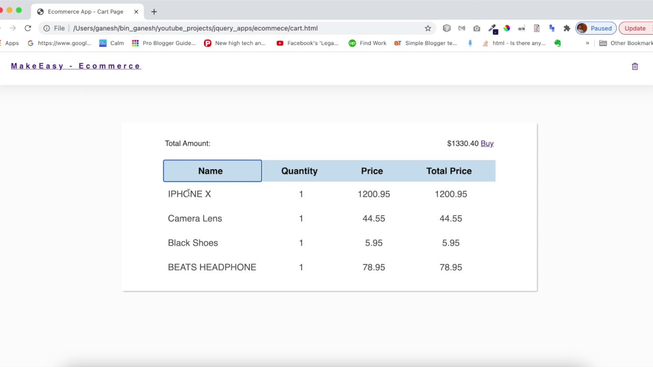 jQuery - Simple Table sorter with jquery plugin