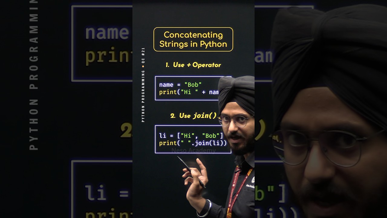 Concatenating Strings in Python #Python #NesoAcademy #QuickConcepts