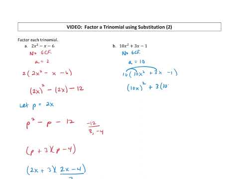 Factor a Trinomial using Substitution (2)
