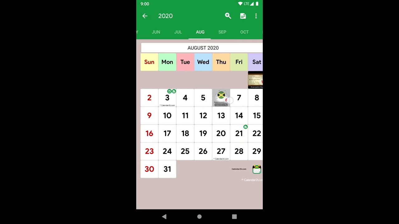 Calendar2U Jamaica Calendar Android App v3.3.8