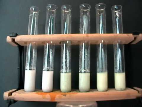 Halides in solution: Test using acidified silver nitrate and ammonia.