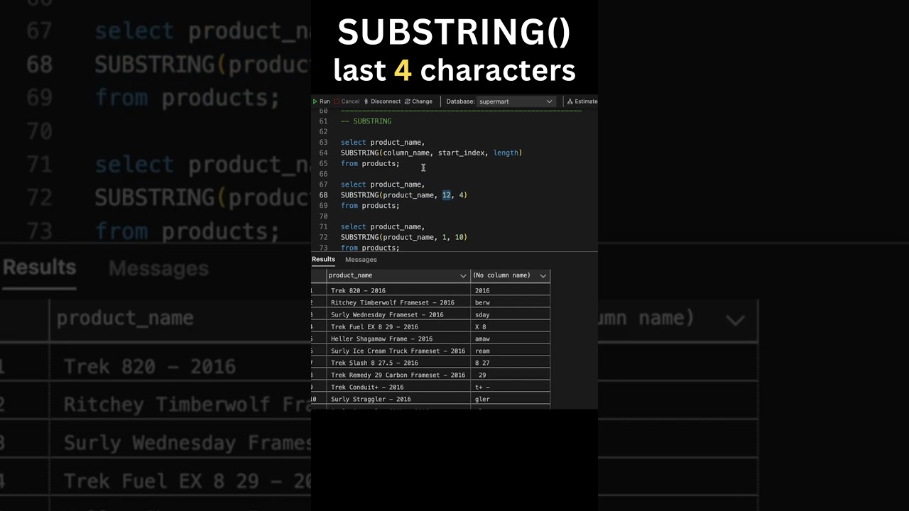 SUBSTRING Function | SQL String Functions #short #sqlbasics #ai #ml #datascience #coding #sql