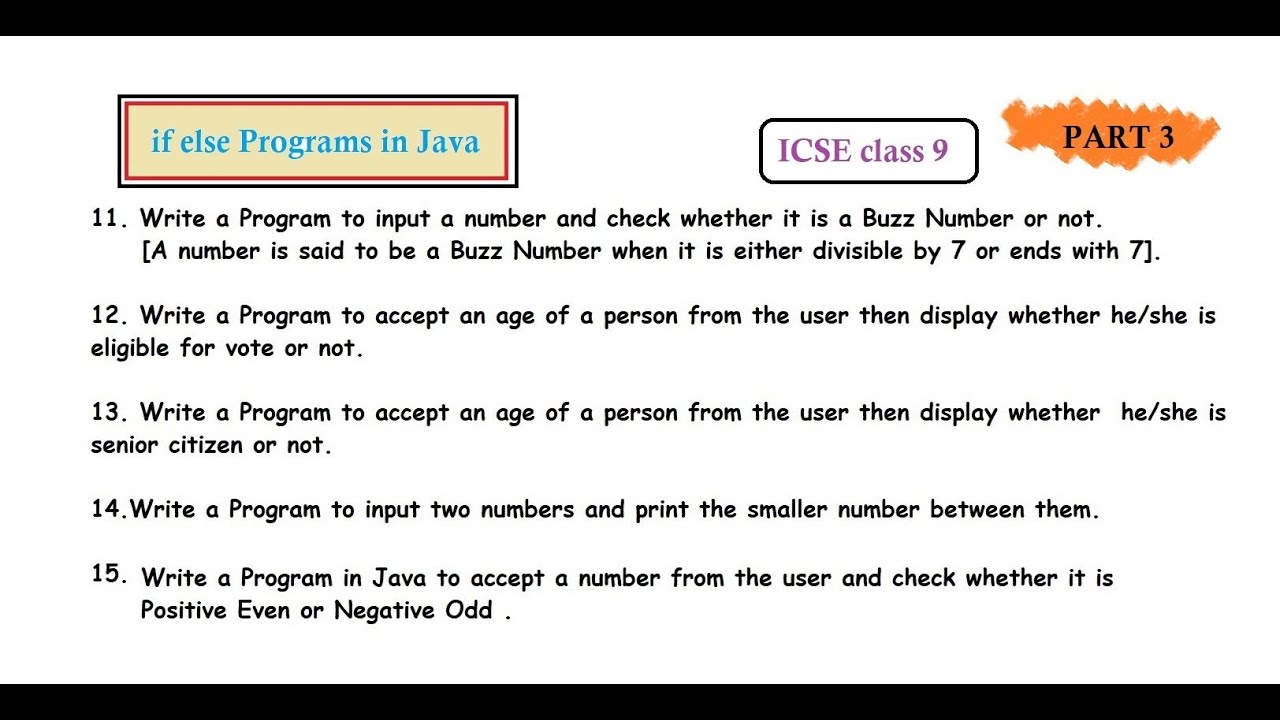 if else statement in Java| ICSE class 9 Java Programs | if else basic and common Programs in Java