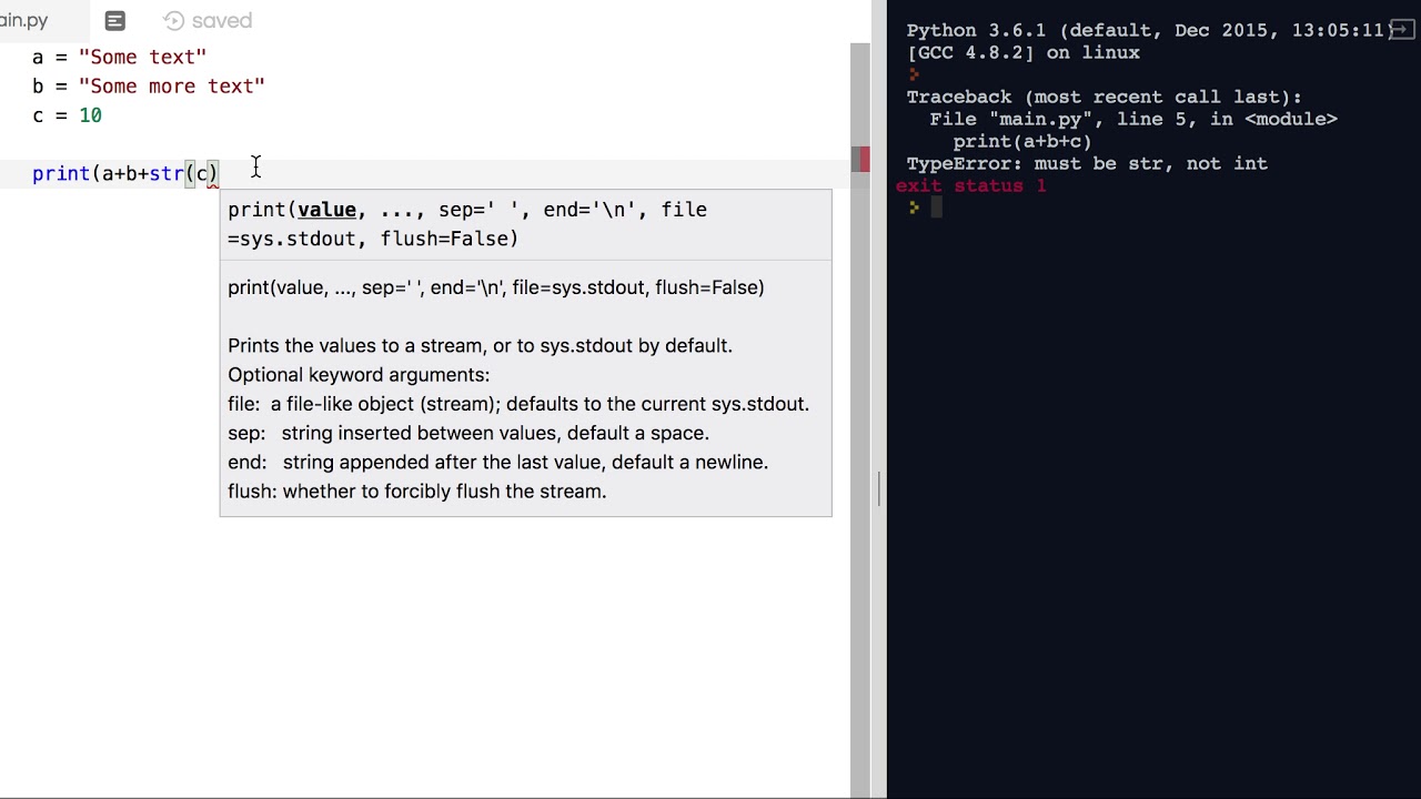 1.2.1 - Print function - concatenation (Python)