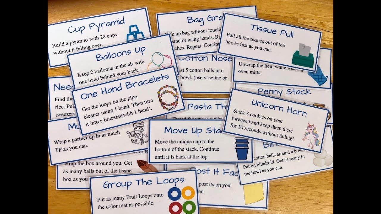 Kid-Friendly Minute To Win It Cards