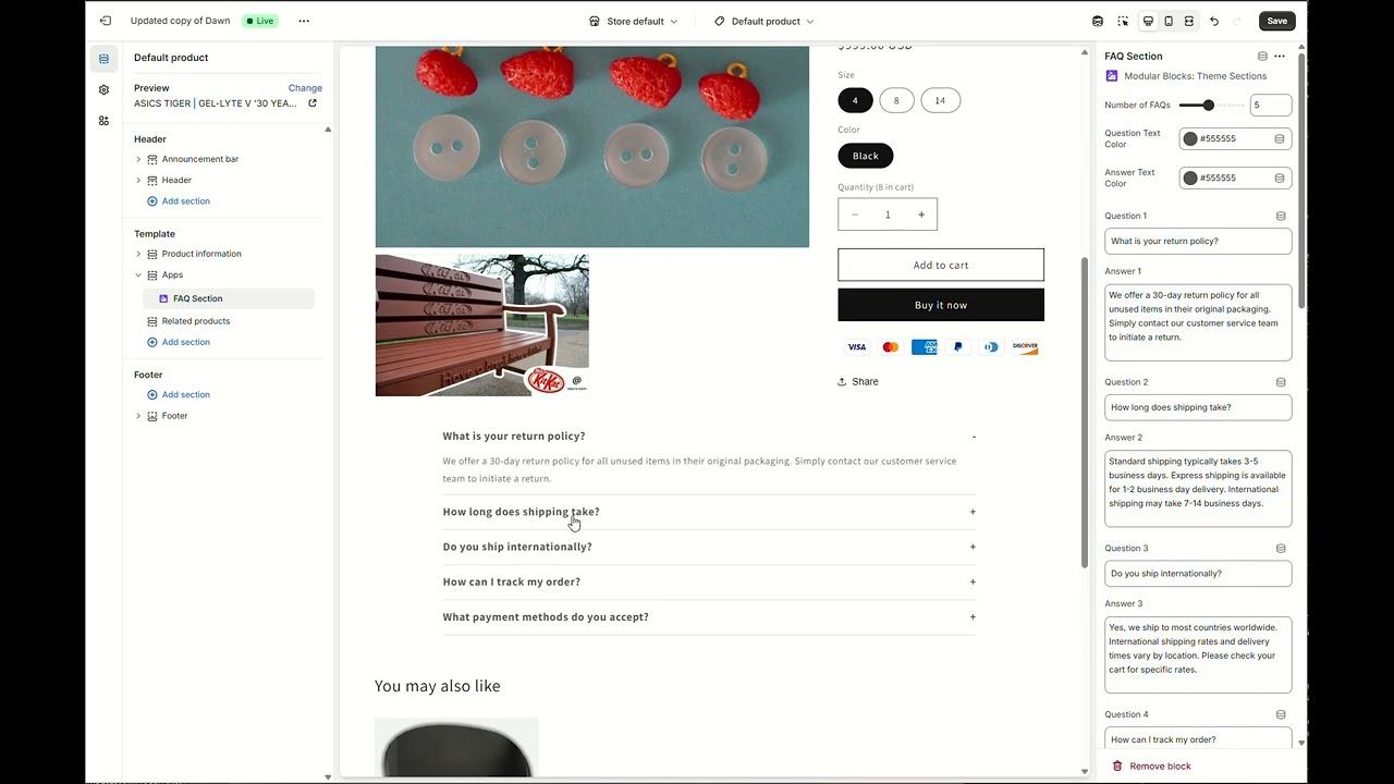 How to setup FAQs on your Product Page - via Modular Blocks: Theme Sections App