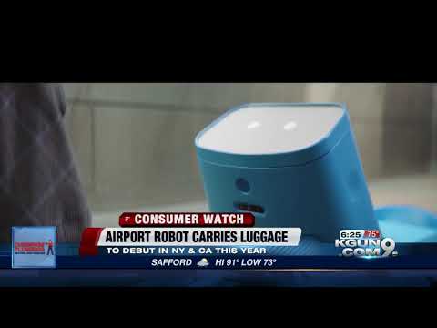 Airport robot helps carry your luggage