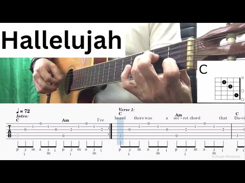 Guitar Fingerpicking - Hallelujah by Leonard Cohen - with Chords & Lyrics @TeacherBob 