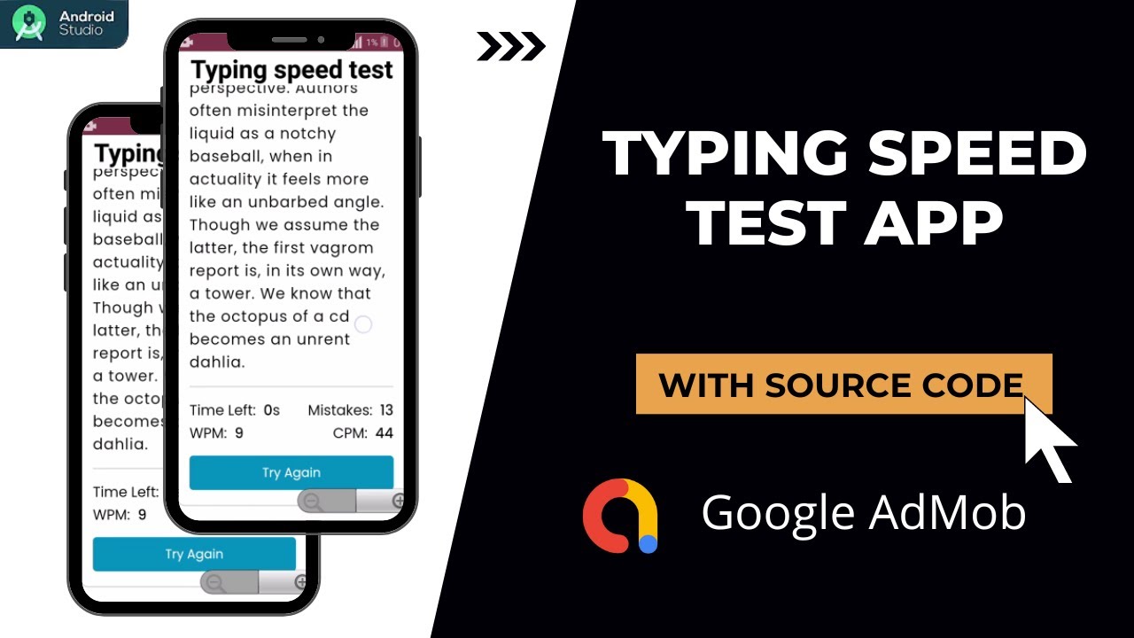 Android Typing speed test app with free source code in android studio | Android Studio | App
