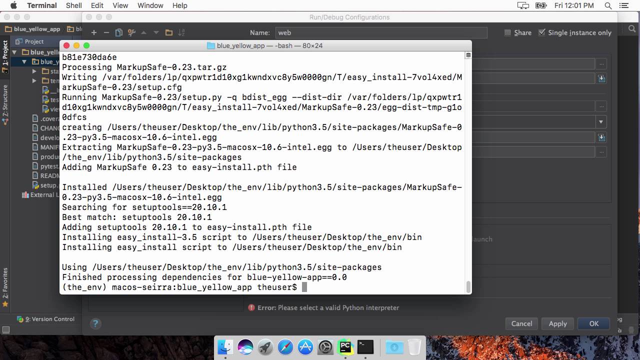 Running Pyramid web apps in PyCharm Community Edition