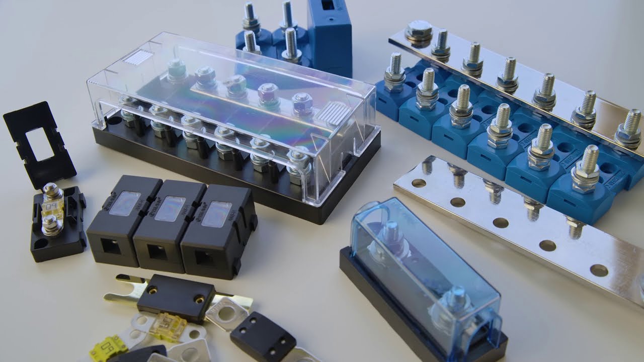 MIDI, MEGA and ANL Fuse Holders from Victron Energy Modular busbar