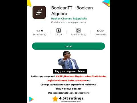 indha app use panni Boolean Algebra ,Truth tables Logic circuits and Gates calculator Solve panalam