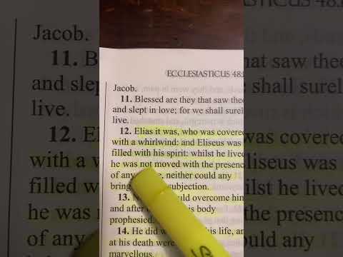 Daily Ecclesiasticus Day 23 - The Prophet Elijah (AKA Elias) Died