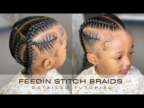 How To: Criss Cross Feed-in Stitch Braids| Toddler Kids Styles| Beginner Friendly