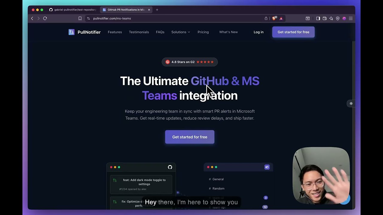 Github pull requests notifications in Microsoft Teams (PullNotifier)