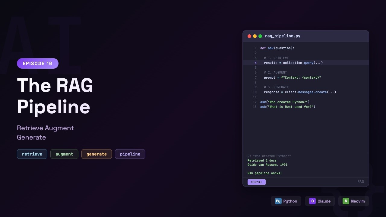 Retrieve Augment Generate — Build Your First RAG Pipeline in Python | Episode 16